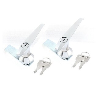 Cabinet Metal Handle Panel Mount Cam Lock 2Pcs w Keys - Silver Tone ...