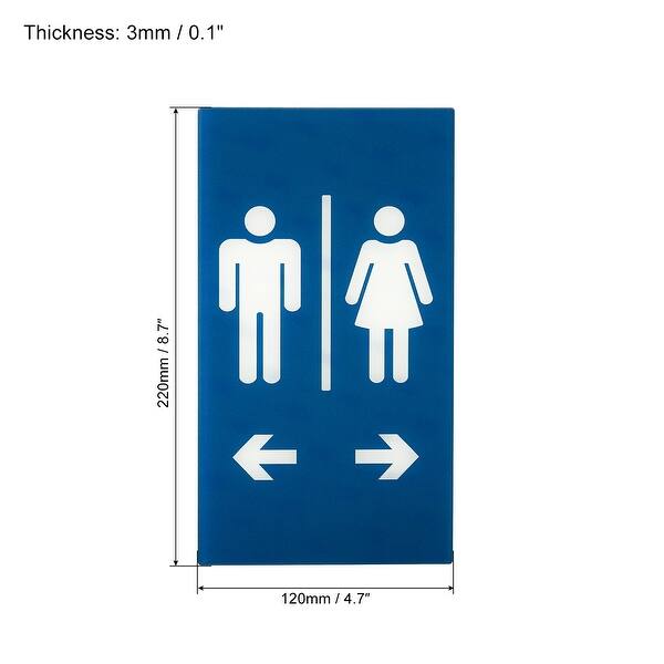 Toilet Sign with Arrow Acrylic Adhesive Waterproof Label Wall Mount ...