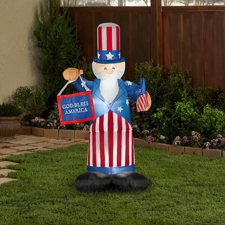 Gemmy Airblown Inflatable Uncle Sam with Flag and Banner, 6 ft Tall ...