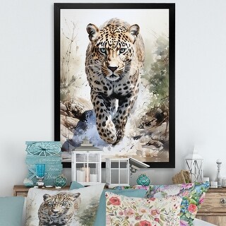 Designart "Leopard Elegance In Africa" Animals Leopard Framed Wall ...