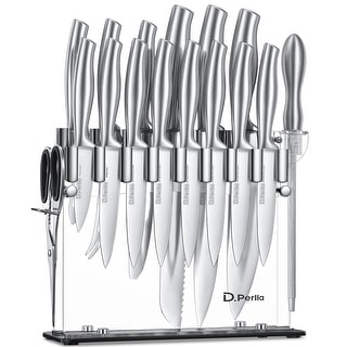 Knife Set, 17 Pieces kitchen Knife Set with Clear Acrylic Knife Block ...