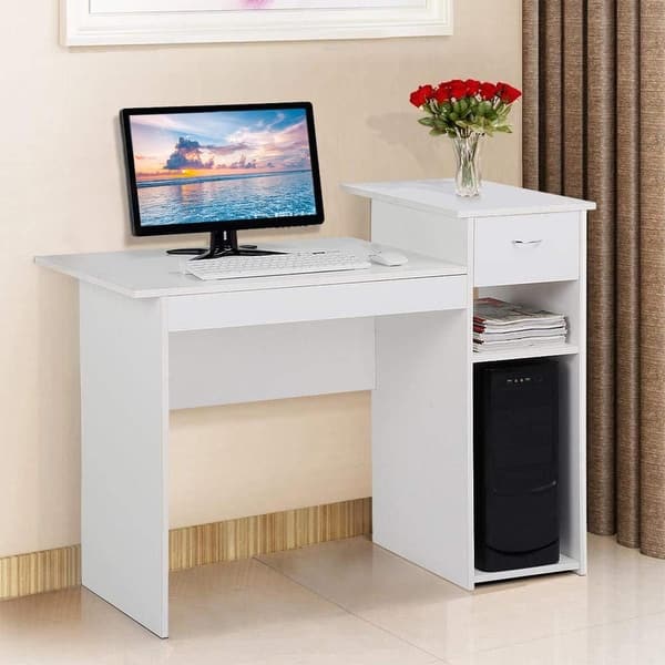 PC Study Table 43 Inch Computer Desk CPU Storage Simple Design Shelves ...