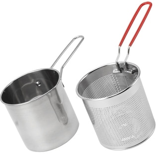 Deep Fryer Pot Frying Pan with Strainer Basket and Handle - Bed Bath ...