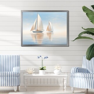Designart "Sailboat Harmonious Tides I" Sailing Boat Framed Wall Art ...