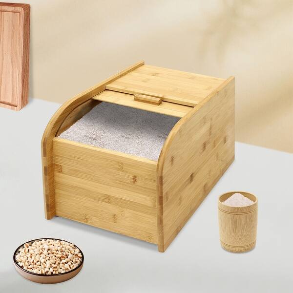 Bamboo Rice Storage Container Rice Container Box with Lid - Bed Bath ...