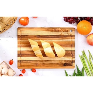 12 Pc Cutting Chopping Board Small Durable Teak Wood W/ Juice Groove ...