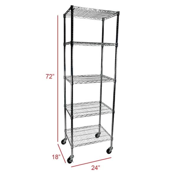 Apollo Hardware Commercial Chrome 5-Wire Shelf 18"x24"x72" with Caster ...