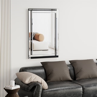 Large Wall-Mounted Silver Decorative Rectangular Wall Mirror - Bed Bath ...