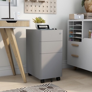 Furniture of America Dan Matte Lockable 3-Drawer Mobile File Cabinet ...
