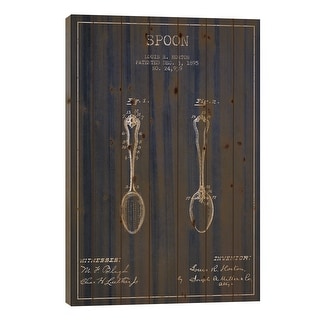 Spoon Navy Blue Patent Blueprint Print On Wood by Aged Pixel - Multi ...