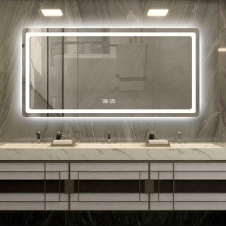 55in.H LED Single Bathroom Vanity Mirror in Polished Crystal Bathroom ...