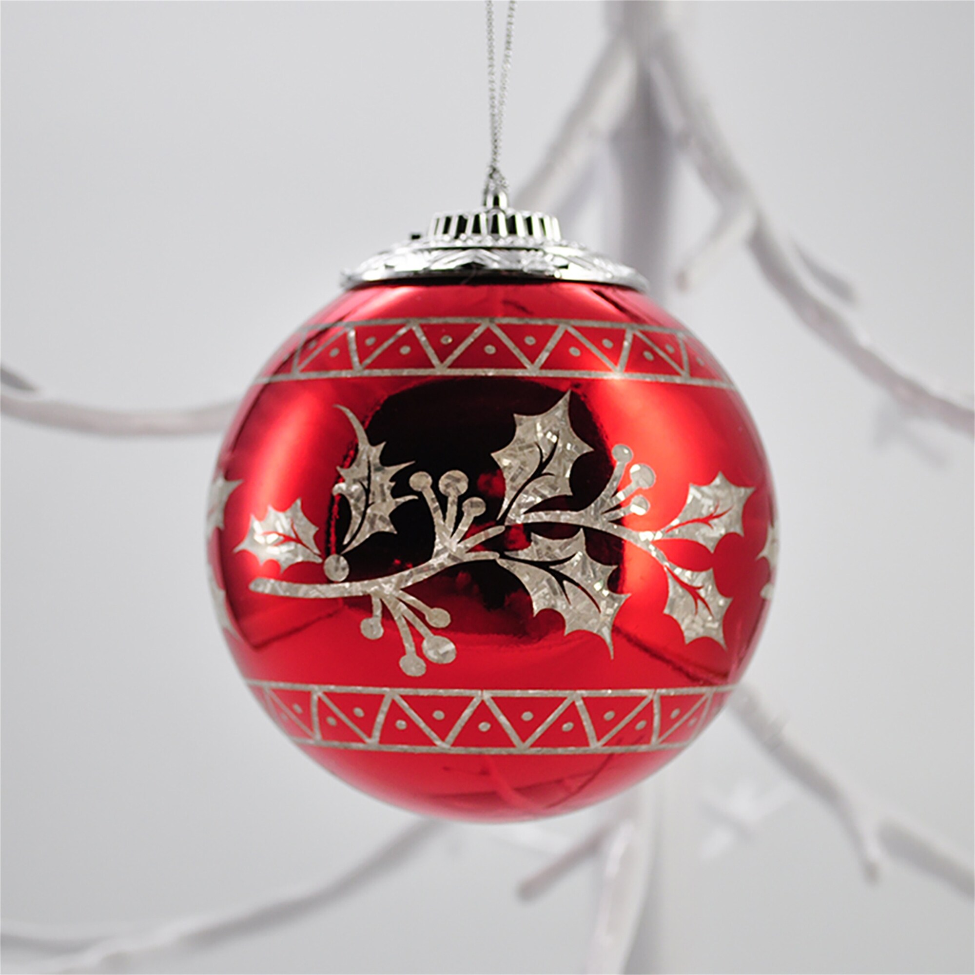 Classic Red White Snow Folwer Christmas Ball Ornaments
