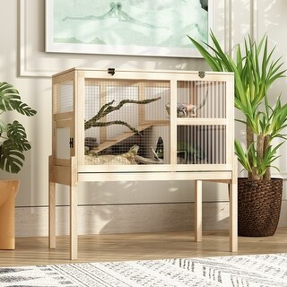 Deluxe Wooden Reptile Cage with Dual Levels and Easy Maintenance - Bed ...