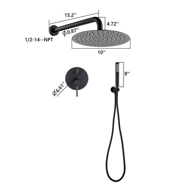 Bathroom 10" Roud Rain Handheld Shower Head Shower Combo Set - Bed Bath ...