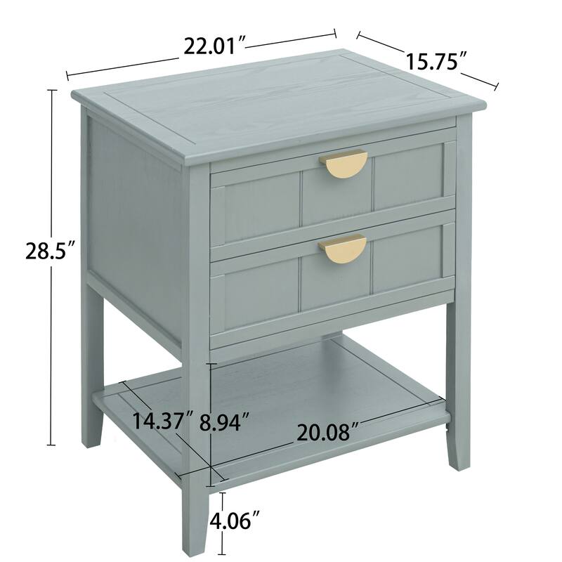2 Drawer Side table,American style, End table,Suitable for bedroom ...