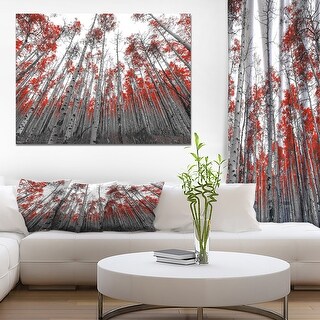 Designart "Red Leaf Trees in Tall Forest" Floral Landscapes ...