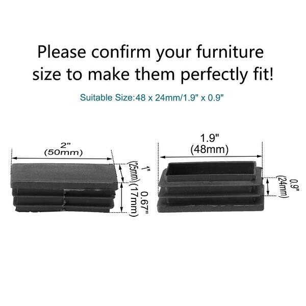 25x50mm Rectangle Plastic Blanking End Caps Tubing Tube Inserts 10 Pcs ...