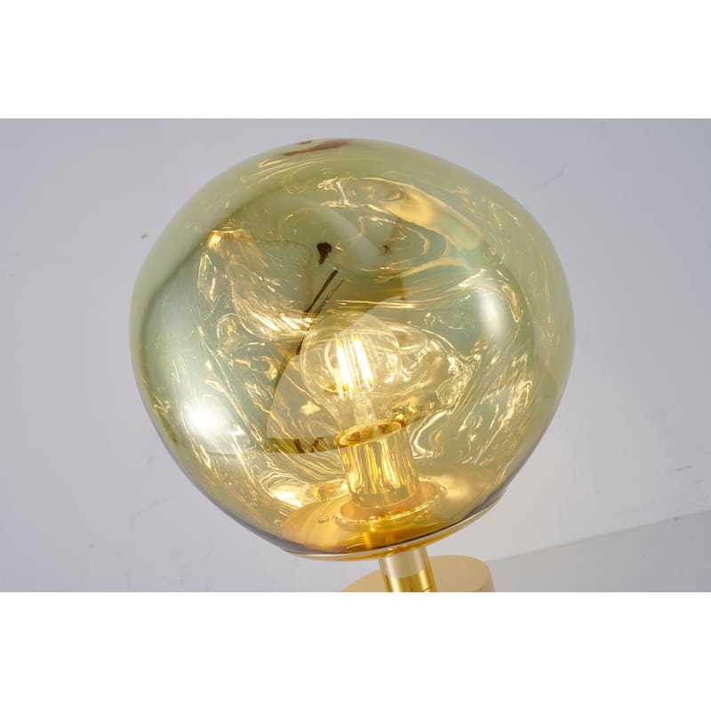 1-Light D9.8" Gold Arcylic Distorted Orb Table Lamp with a Gold Frame ...
