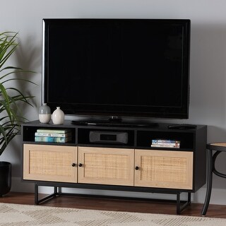 Declan Mid-Century Modern Espresso Brown Finished Wood and Natural ...