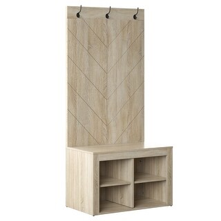 Chevron Design Hall Tree with Storage Cubbies and Coat Hooks in Bishop ...