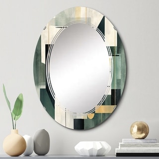 Designart "Gold Green Parallel Universes" Abstract Shapes Modern Wall ...