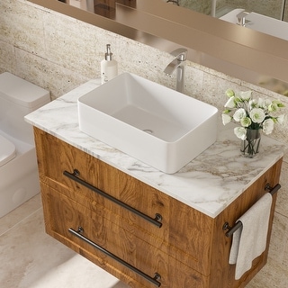 21"x14" White Ceramic Rectangular Vessel Bathroom Sink - Bed Bath ...