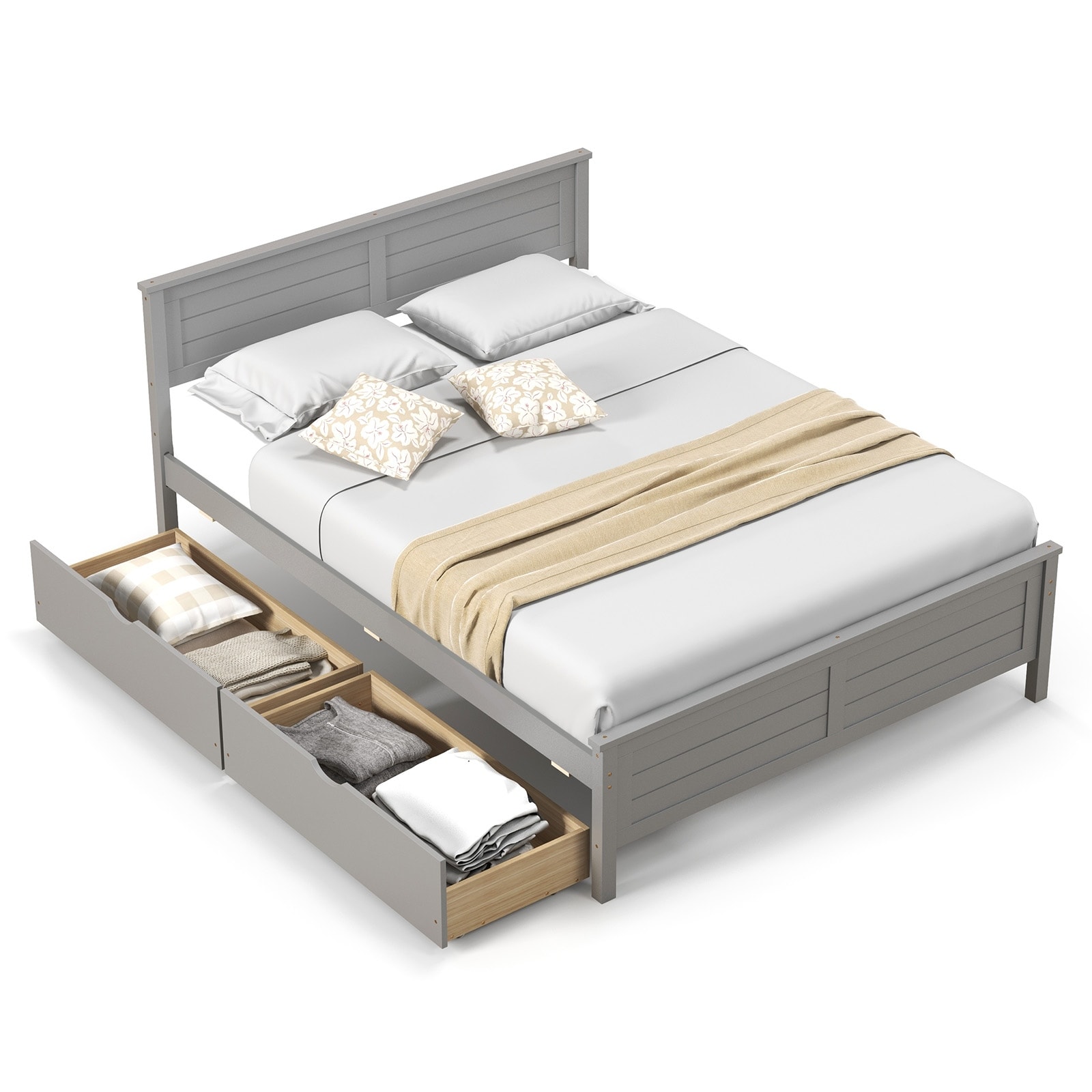 Timechee Twin Bed Frame with 3 Drawers And Hidden Storage Solid Wood ...