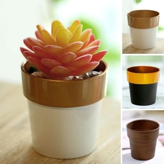 6 Pcs 3-Inch Metallic Round Plastic Flower Pots - Bed Bath & Beyond ...