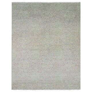Shahbanu Rugs Green Oversize Soft Luxurious Wool Tone on tone Obscured ...