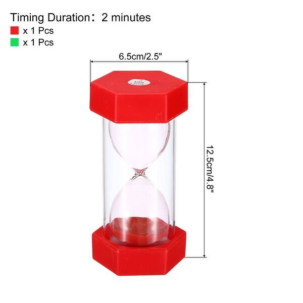 2 Min Sand Timer, 1 Set(2pcs)Hexagon Small Sandy Clock, Sand Glass Red ...