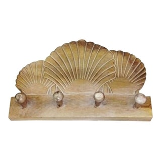 Scallop Sea Shells Wood Rack Hooks 12 Inch Wall Décor - Tan - Bed Bath ...