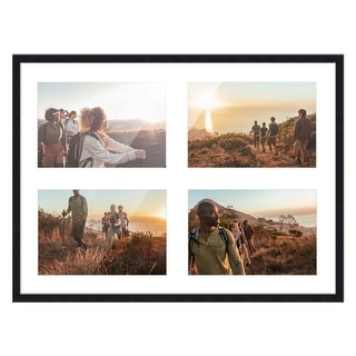 10x14 Black Wood Collage Frame with White Mat For 4 4x6 Pictures - Bed ...