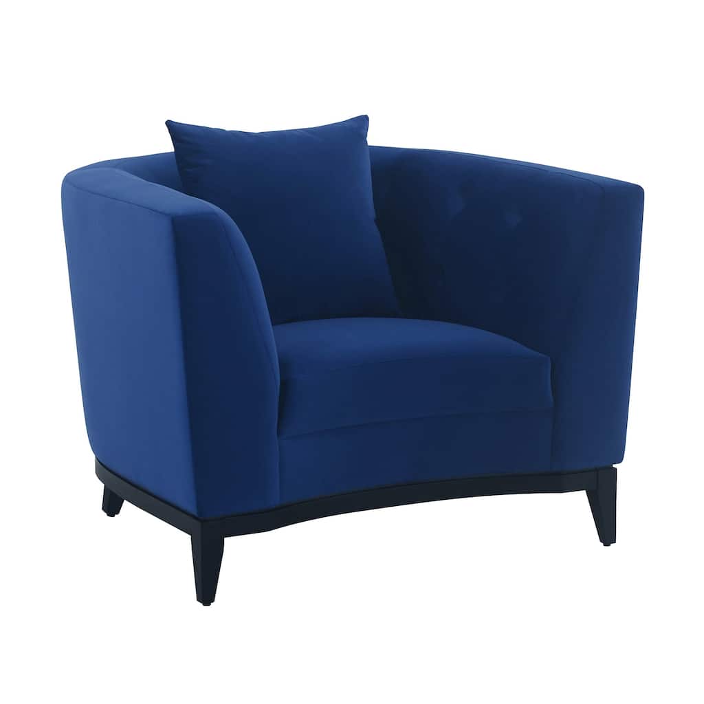 Accent Chair with Button Tufting and Wooden Base, Blue - Overstock ...
