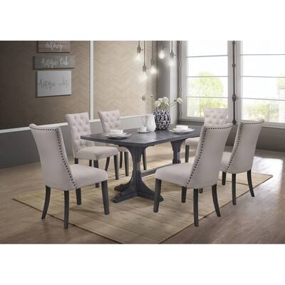 Best Quality 7-pc. Traditional Light Grey Dining Set - Overstock - 18616266