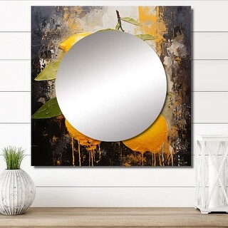 Designart "Lemon Loops Abstract Shapes I" Abstract Shapes Wall Mirror ...