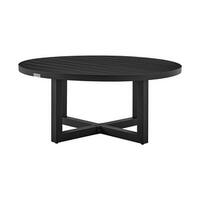 42 Inch Round Patio Coffee Table, Aluminum Frame, Slatted Top - 42L x ...