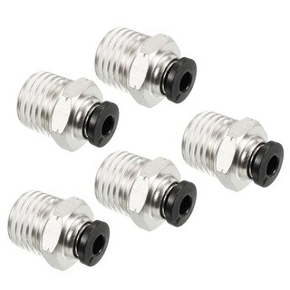 5 Pcs 1/4NPT Push to Fit 4mm OD Hose Connect Fittings, Black & Silver ...
