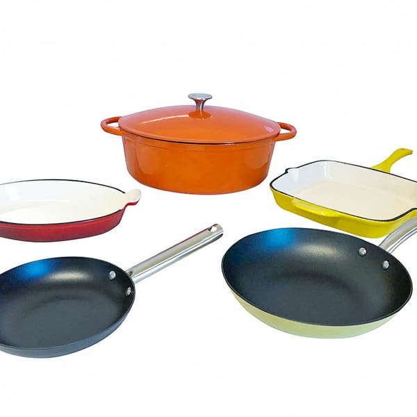Le Chef 6-Piece All Enamel Cast Iron Cookware Set. (Multi-Colored, Or ...