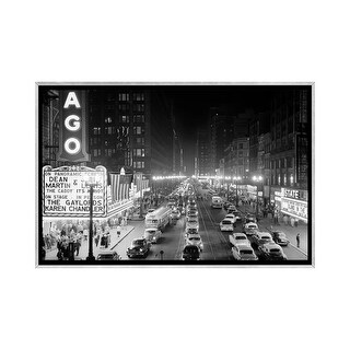 iCanvas "1953 Night Scene Of Chicago State Street With Traffic And ...