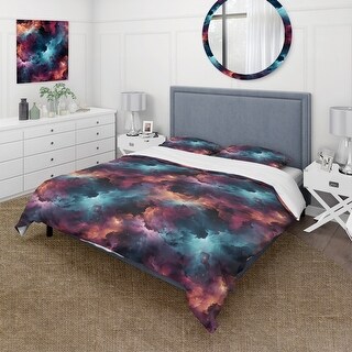 Designart "Nebula Reverie Moody Patterns I" Pink Cottage Bedding Cover ...