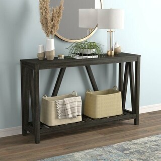 52"L 1-Shelf Console Table in Dark Grey - 54 x 84 - Bed Bath & Beyond ...
