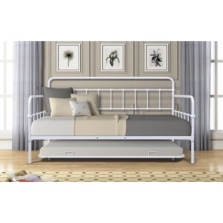 Modern Simple White Metal Daybed with Trundle - Bed Bath & Beyond ...