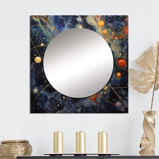 Designart "Blue Yellow Galactic Universe" Comets Wall Mirror - Fantasy ...