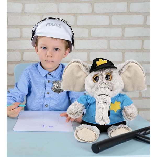 DolliBu Sitting Elephant Police Officer Plush with Cop Uniform and Cap ...