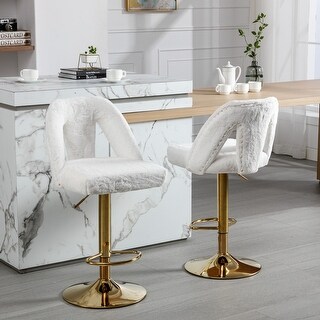Golden Swivel Velvet Barstools Adjusatble Seat Height from 25-33 Inch ...
