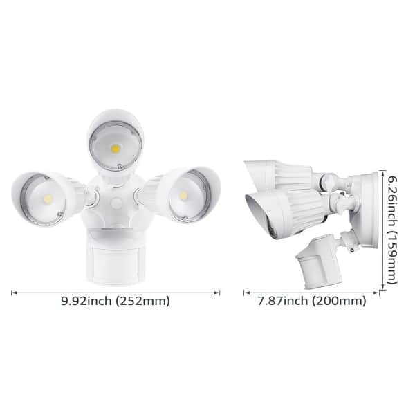 30W Dual-Head LED Security Light with GFCI Outlets, Motion Sensor ...