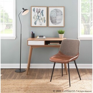 Pebble Contemporary Office Desk In Natural Wood With White Wood Drawer ...