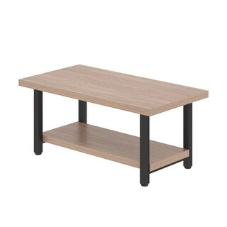 Light brown coffee table steel wooden table - Bed Bath & Beyond - 37216911
