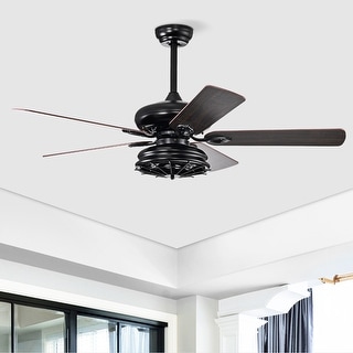 52 inch Indoor Matte Black Ceiling Fan Dual Finish Blades Industrial ...