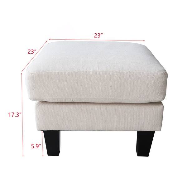 Spring Pocket Coil Foam Fabric Upholstered Foot Stool Rubberwood Legs ...